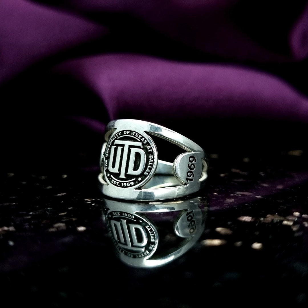 Silver Custom College Logo Ring for Graduation, Gold Plated Family ...