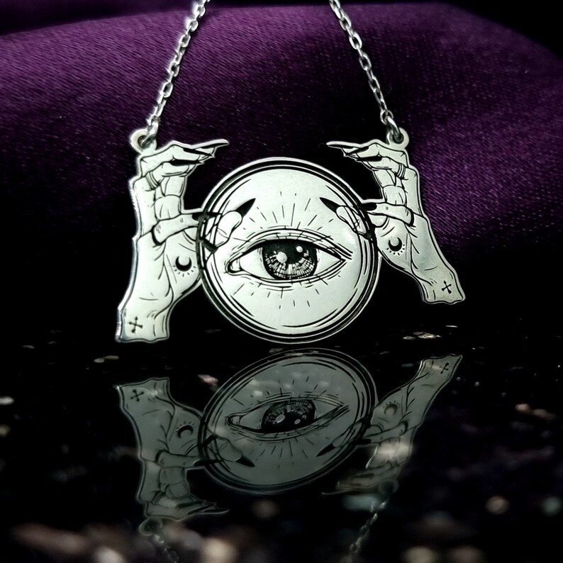 Silver Witch's Magic Orb Necklace, Solid Gold Wizard's Fortune Teller ...