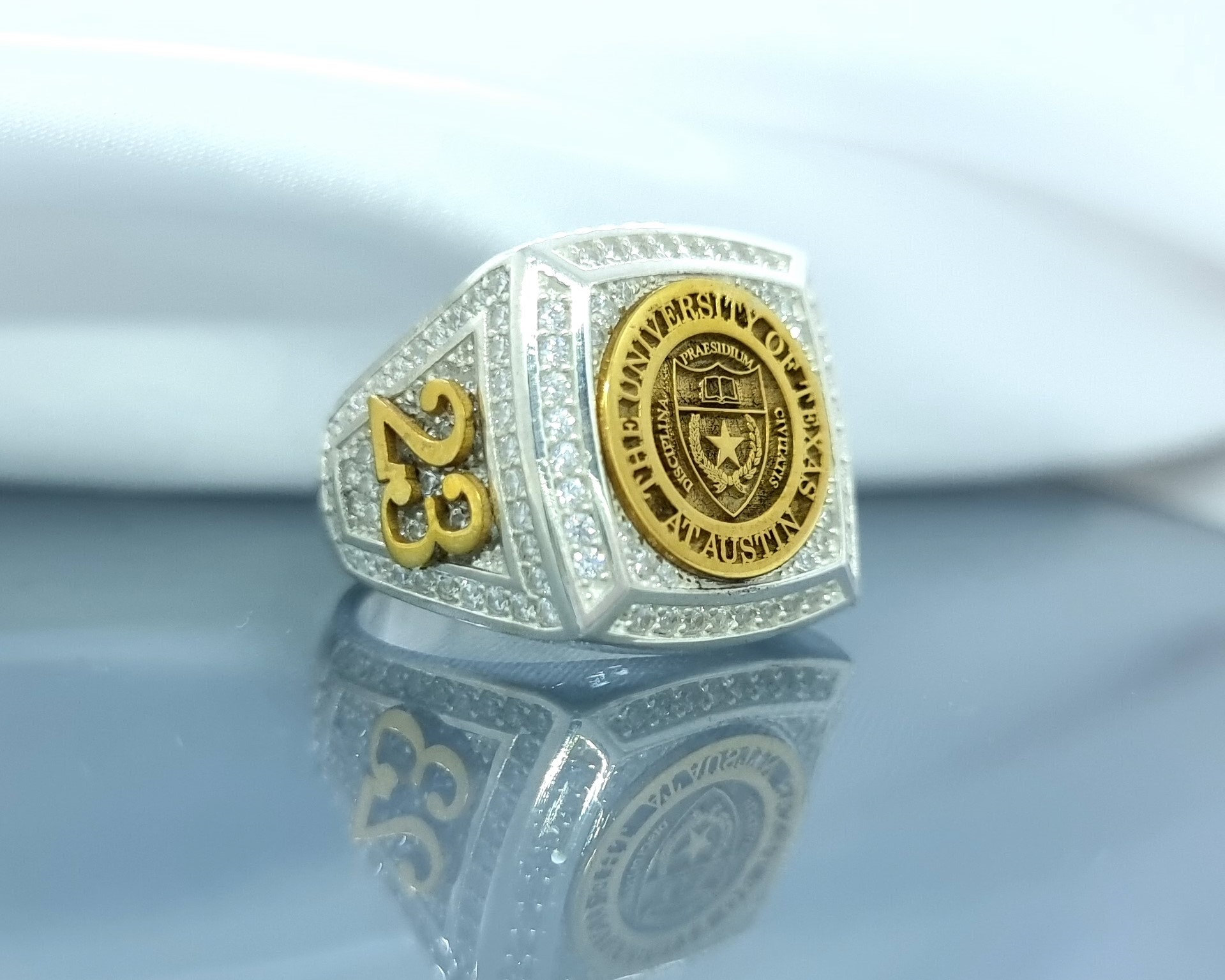 Silver University of Texas Men Ring for Graduation Gift, Custom College ...