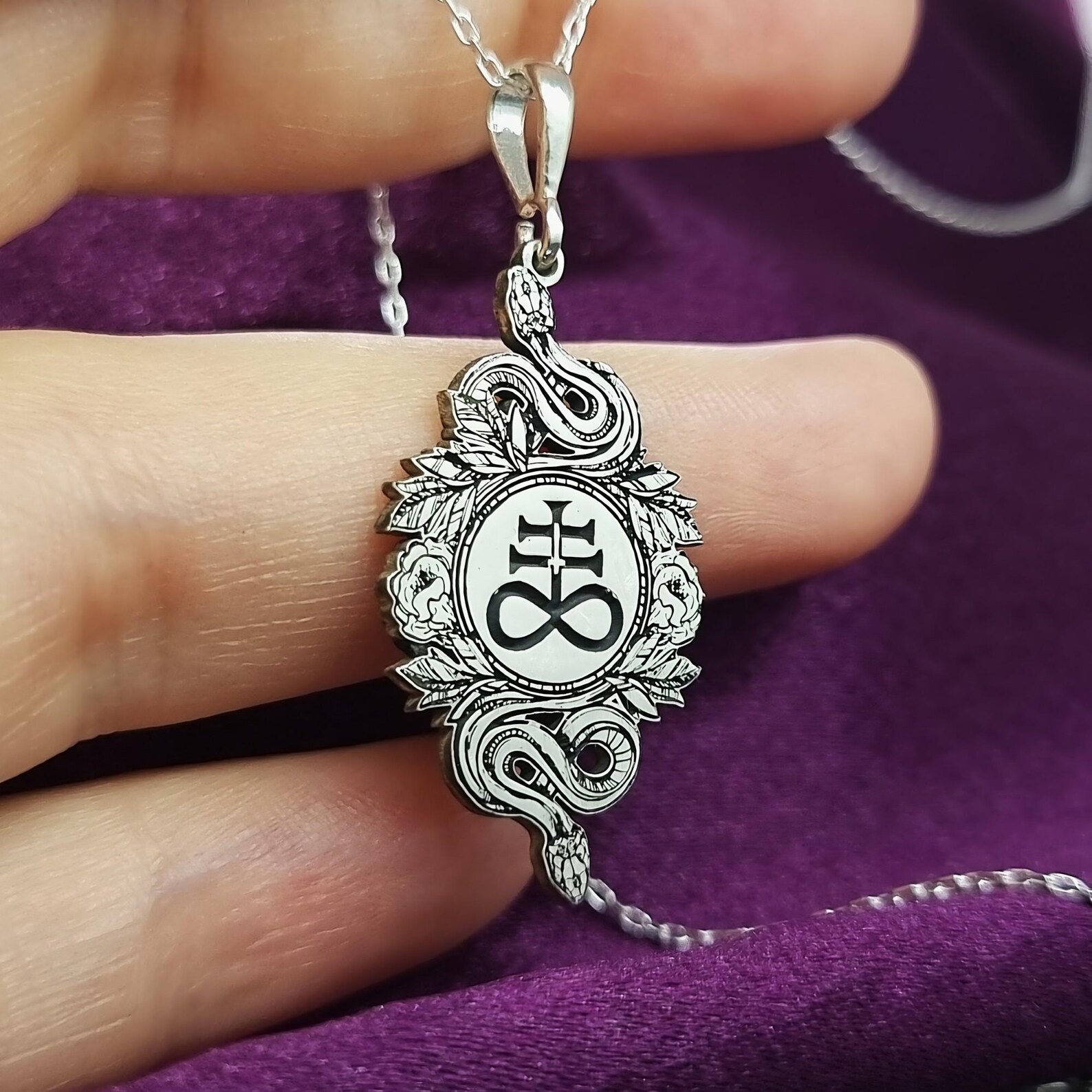 Sterling Silver Leviathan Cross Snake Pendant: Gothic Occult Jewelry - Etsy