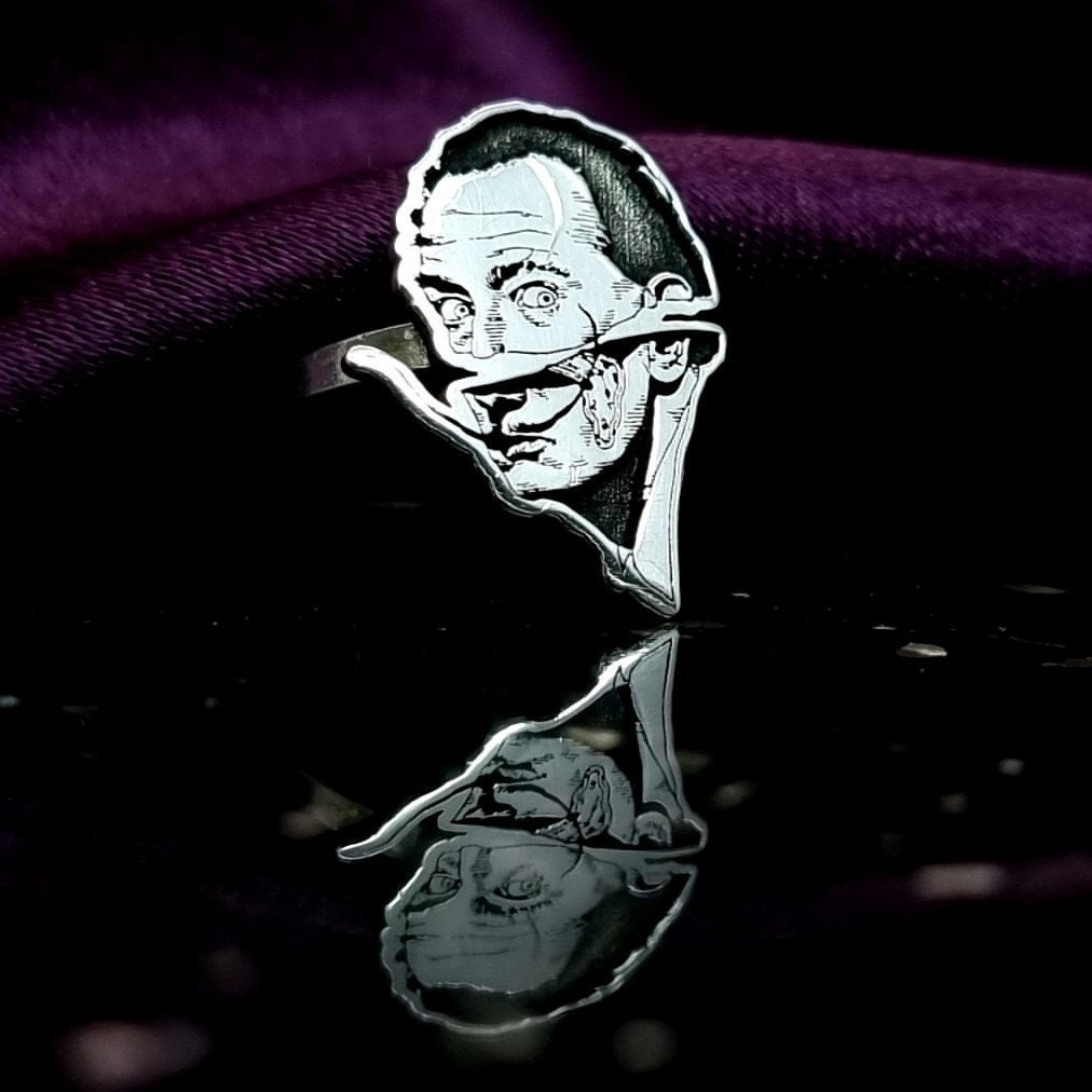 Salvador Dali Melting Clock 925K Silver Ring, 14K Solid Gold Surrealist ...