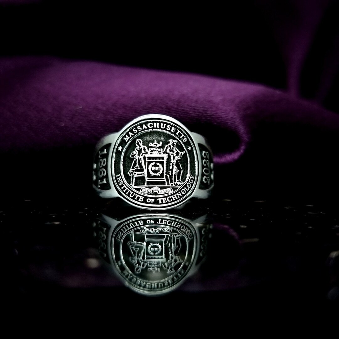 Custom Mens University Graduation Sterling Silver Ring, Gold Plated ...