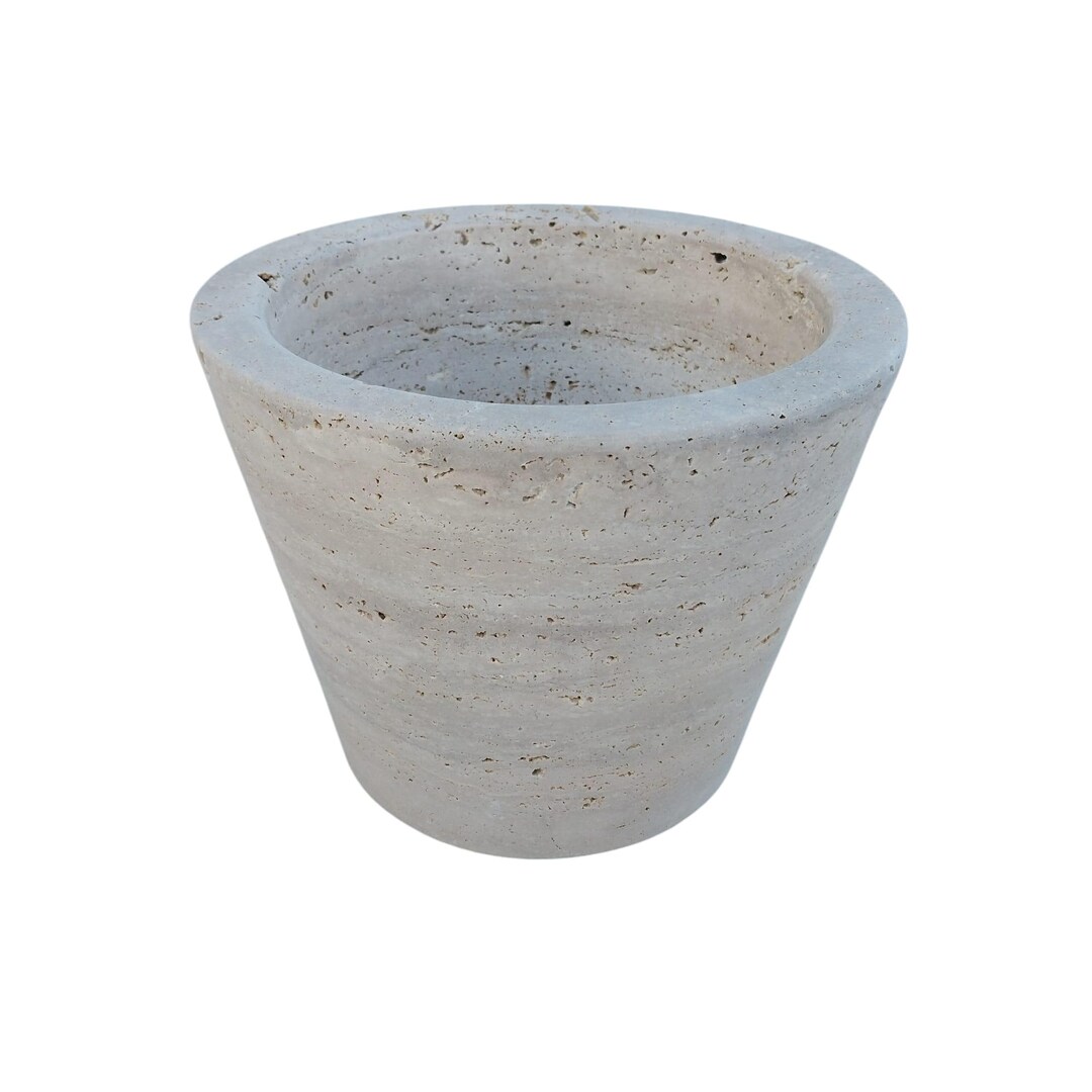 Handmade Travertine Flower Pot: Natural Stone Planter - Etsy