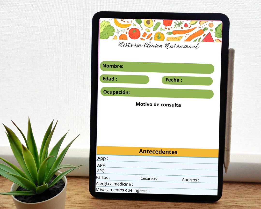 Nutritional Medical History Template in PDF for iPad / Apple Pencil - Etsy