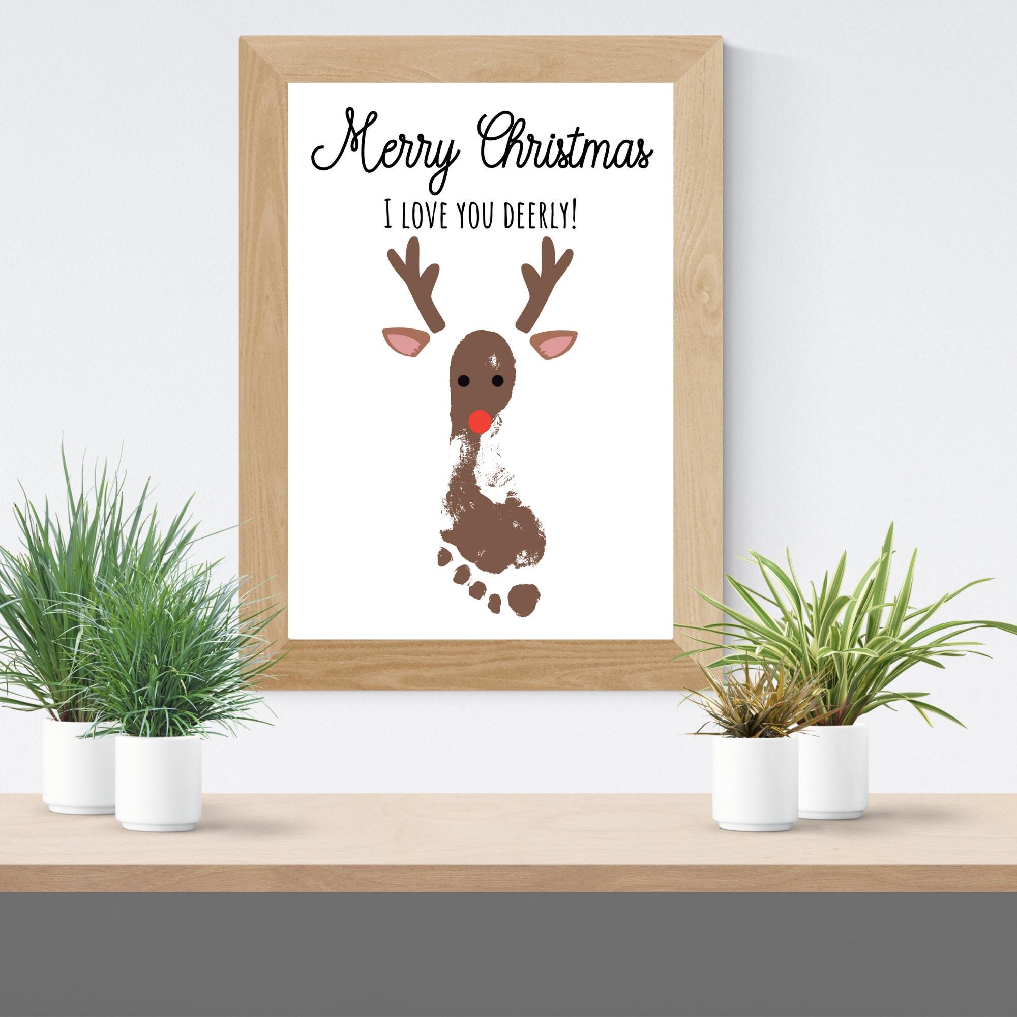 Reindeer Footprint Craft, Christmas Art Template, Printable Christmas ...