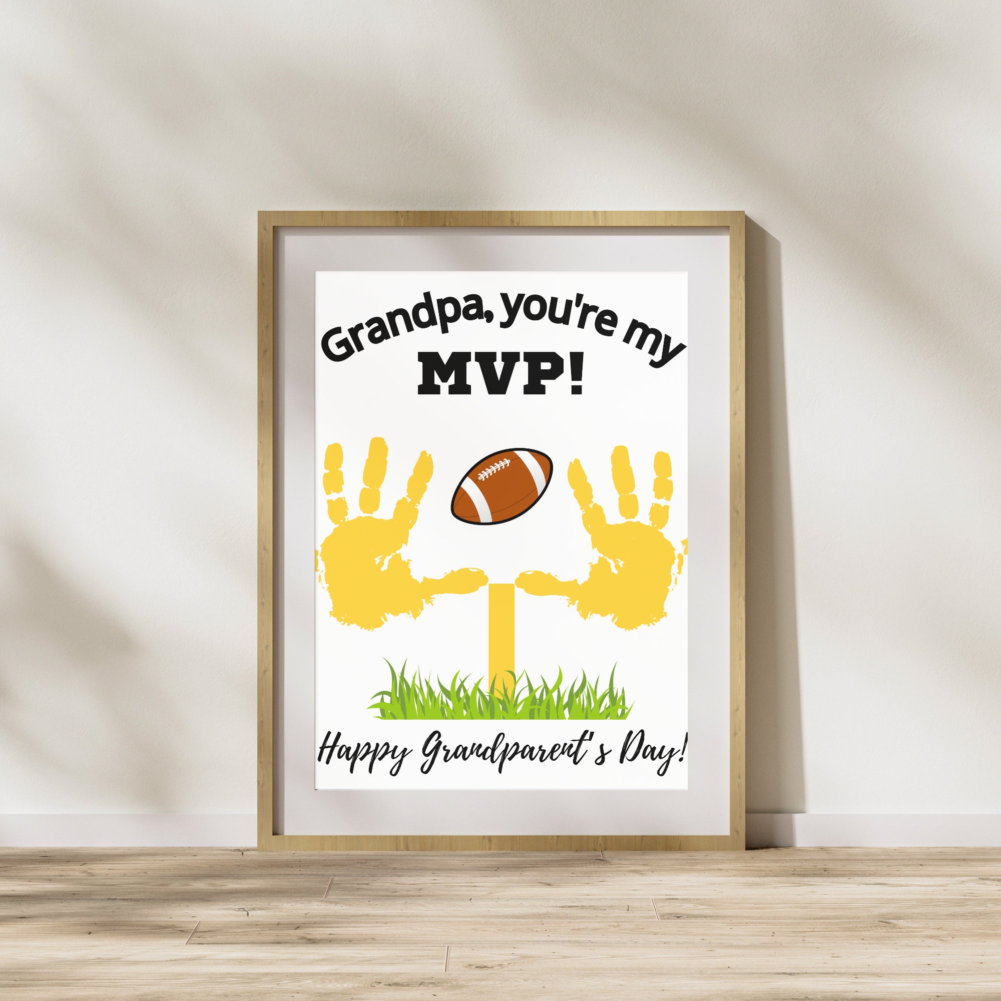 Grandpa Grandparents Day FOOTBALL Handprint Craft, Instant Download PDF ...