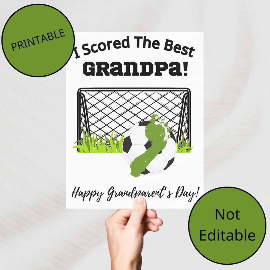 Grandpa Soccer Footprint Craft Grandparents Day Gift Instant Download