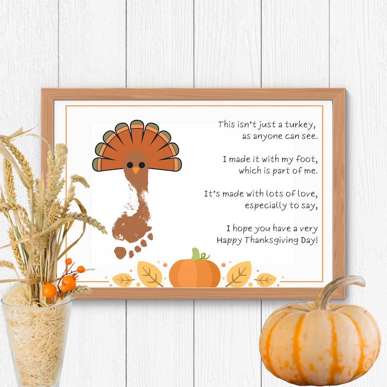 Turkey Thanksgiving Footprint Craft, DIY Gift, Toddler Craft, Daycare ...
