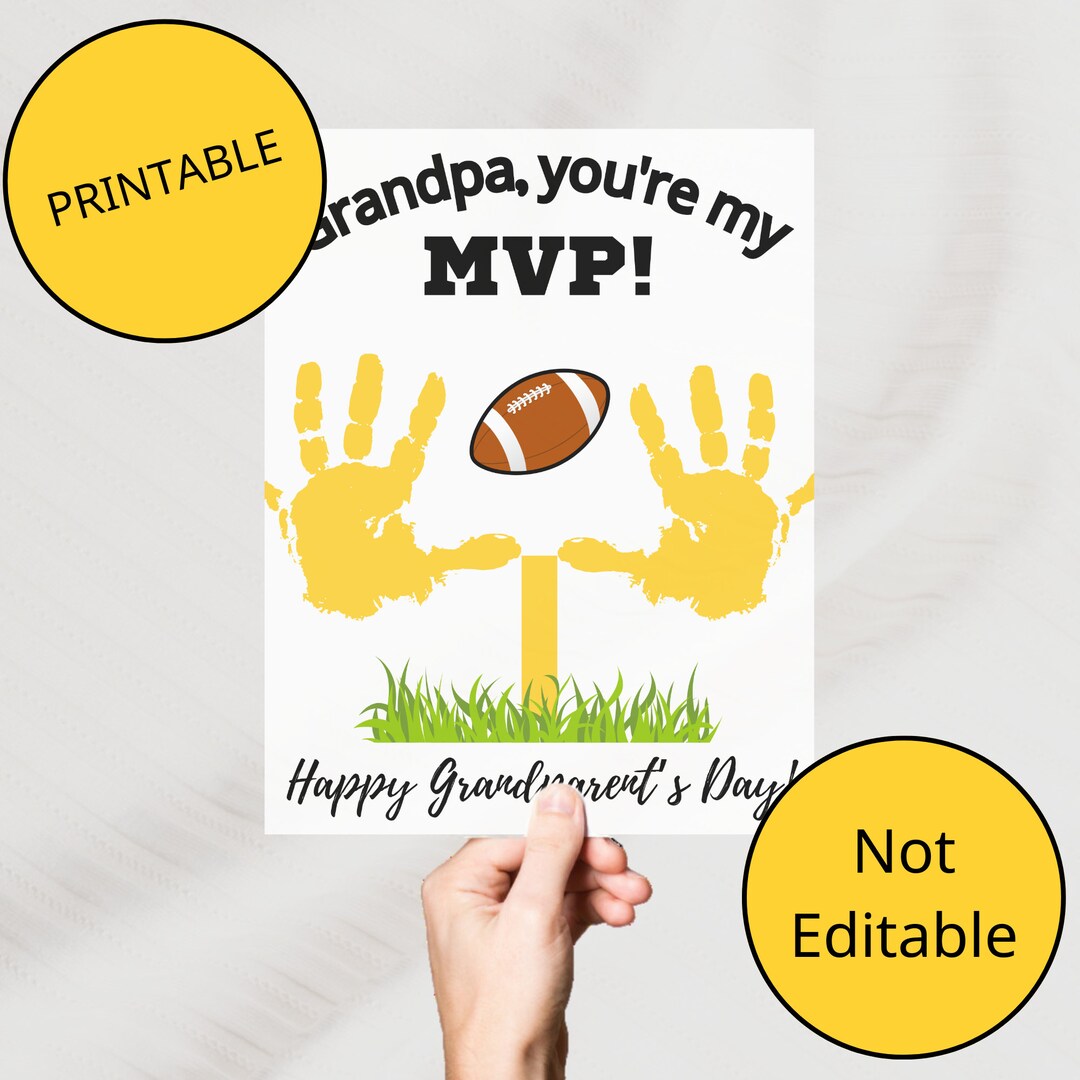 Grandpa Grandparents Day FOOTBALL Handprint Craft, Instant Download PDF ...