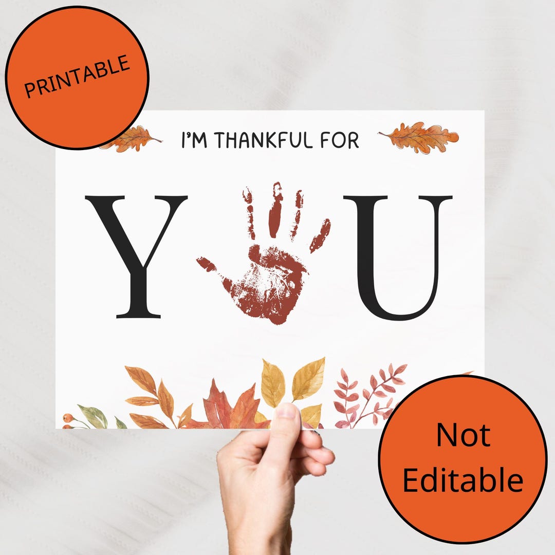 Thanksgiving Handprint Craft: I'm Thankful for You DIY Gift (instant ...