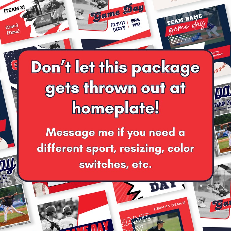Baseball Game Day Social Media Posts: Canva Template (digital Download ...