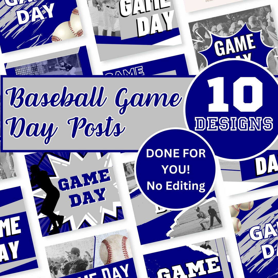 Baseball Game Day Social Media Posts: Navy & Silver (digital Download ...