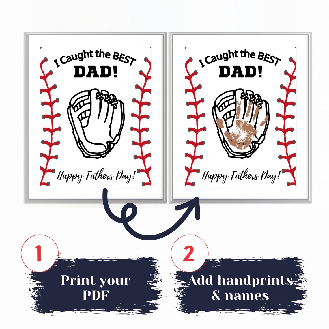 Fathers Day BASEBALL Handprint Craft, Instant Download PDF, 1st Fathers ...