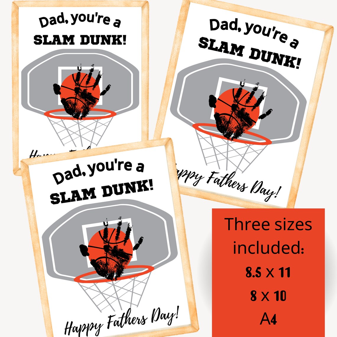 Fathers Day Basketball Handprint Craft: DIY Keepsake Gift (instant ...
