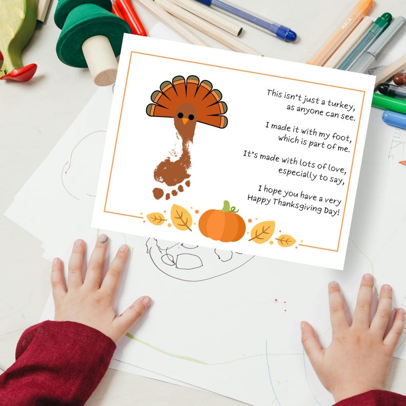 Turkey Thanksgiving Footprint Craft, DIY Gift, Toddler Craft, Daycare ...