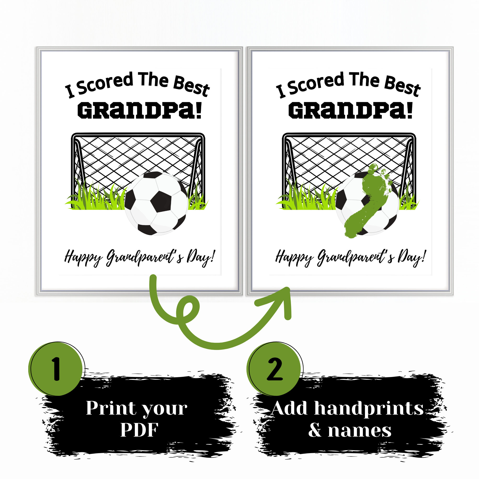 Grandpa Soccer Footprint Craft Grandparents Day Gift Instant Download