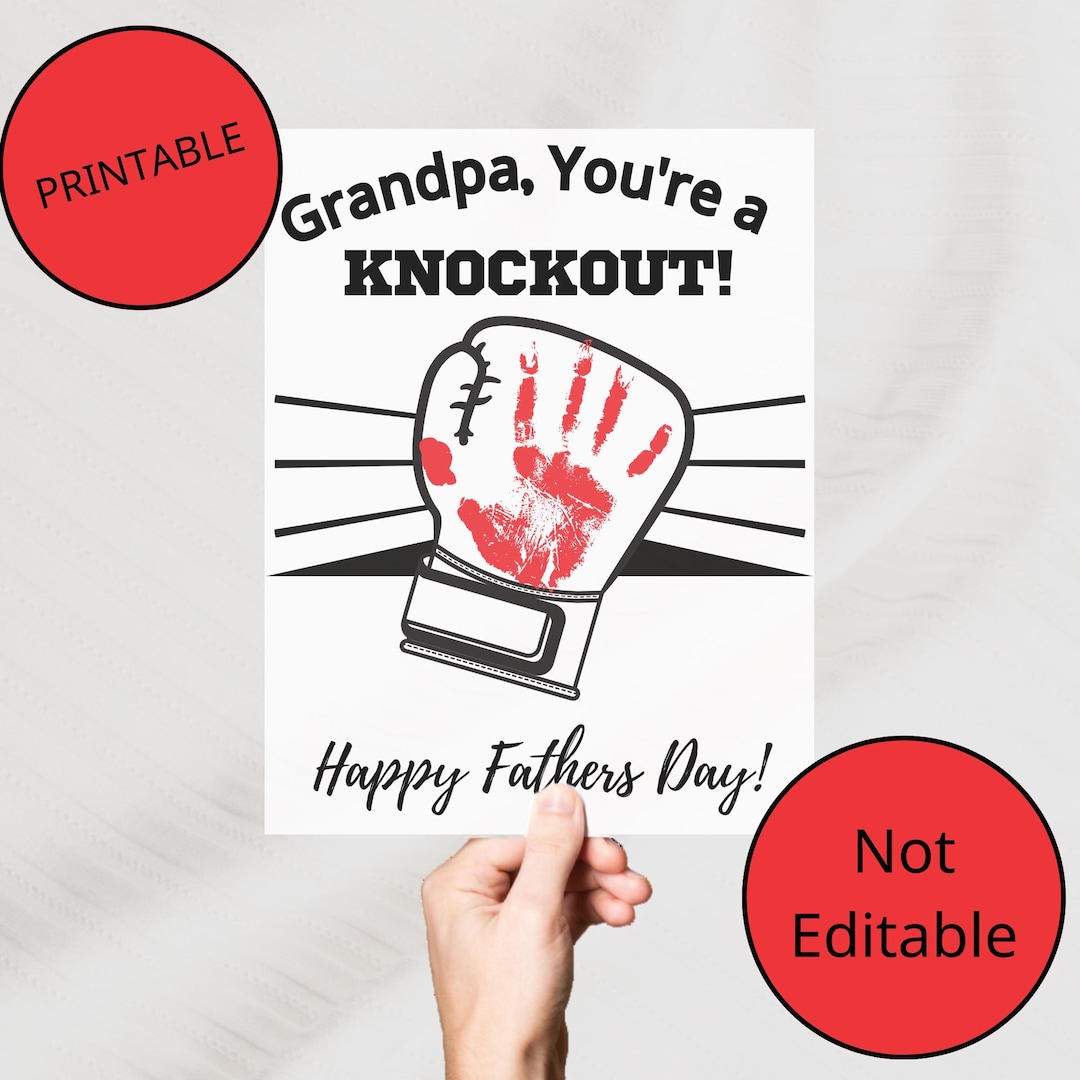Grandpa Boxing Handprint Art: Father's Day DIY Keepsake (digital ...