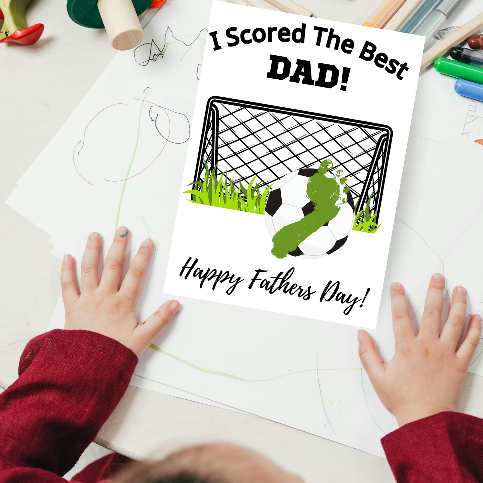 Fathers Day SOCCER Footprint Craft, Instant Download PDF, 1st Fathers ...
