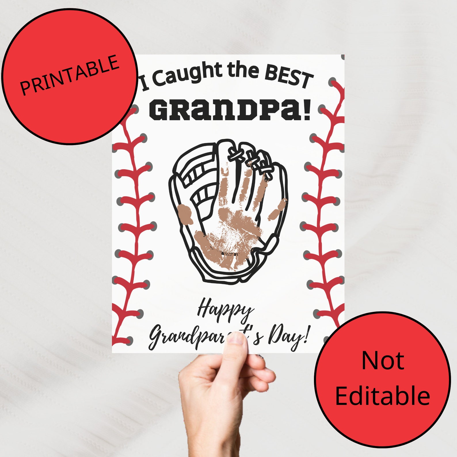 Grandpa Grandparents Day BASEBALL Handprint Craft, Instant Download PDF ...