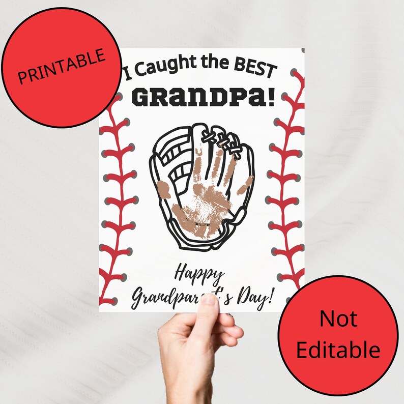 Grandpa Grandparents Day BASEBALL Handprint Craft, Instant Download PDF ...
