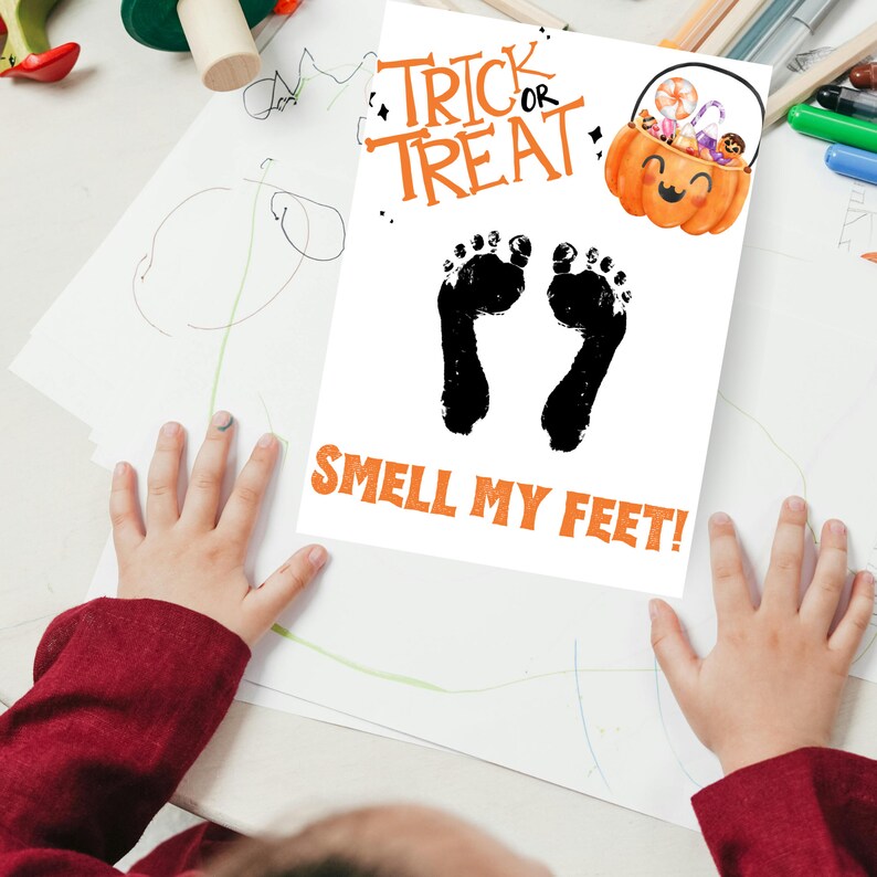 Halloween Footprint Craft: Trick or Treat Keepsake (instant Download ...