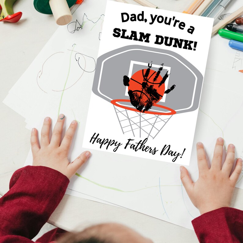 Fathers Day Basketball Handprint Craft: DIY Keepsake Gift (instant ...
