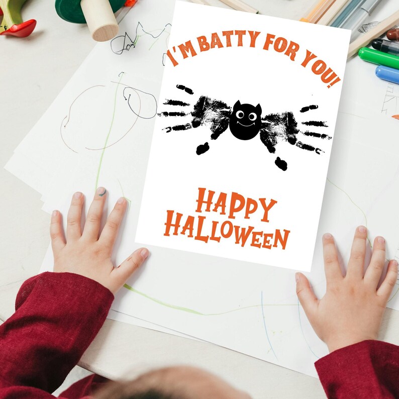 Halloween Bat Handprint Craft, Toddler Craft, Daycare Activity, Instant ...