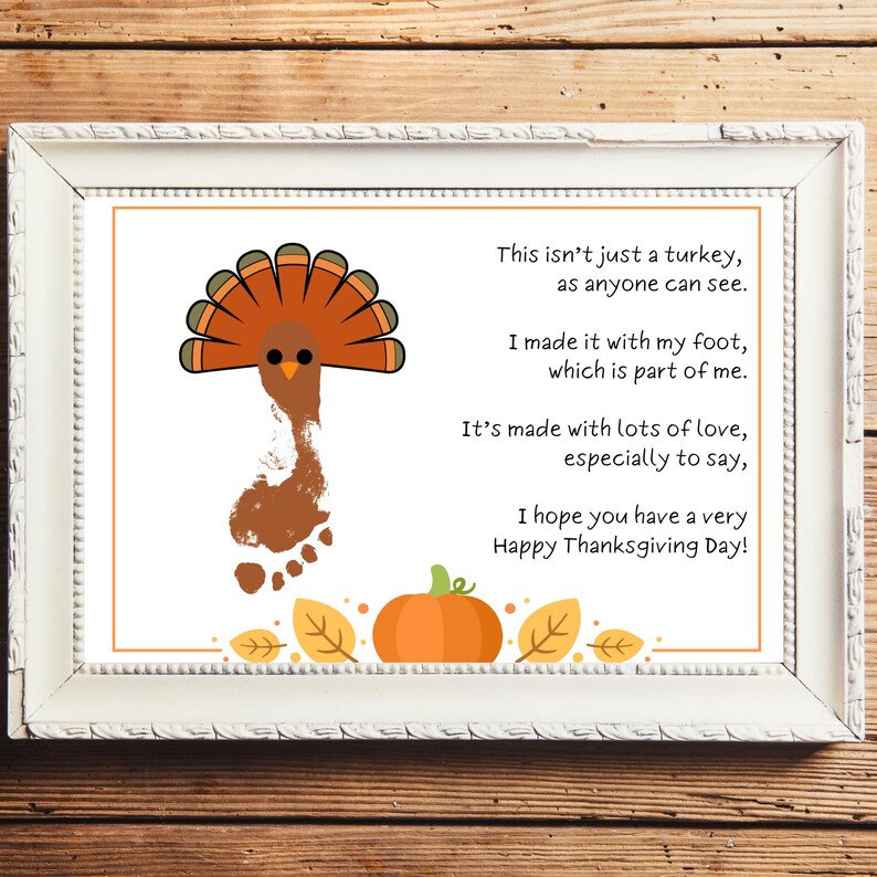 Turkey Thanksgiving Footprint Craft, DIY Gift, Toddler Craft, Daycare ...