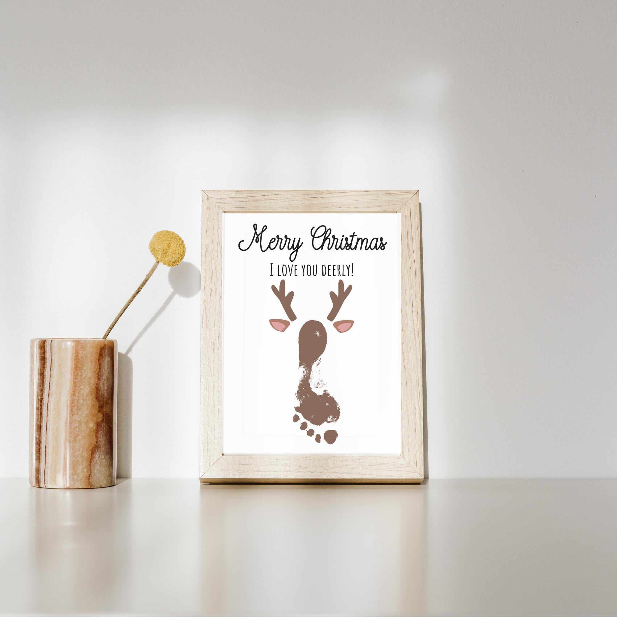 Reindeer Footprint Craft, Christmas Art Template, Printable Christmas ...