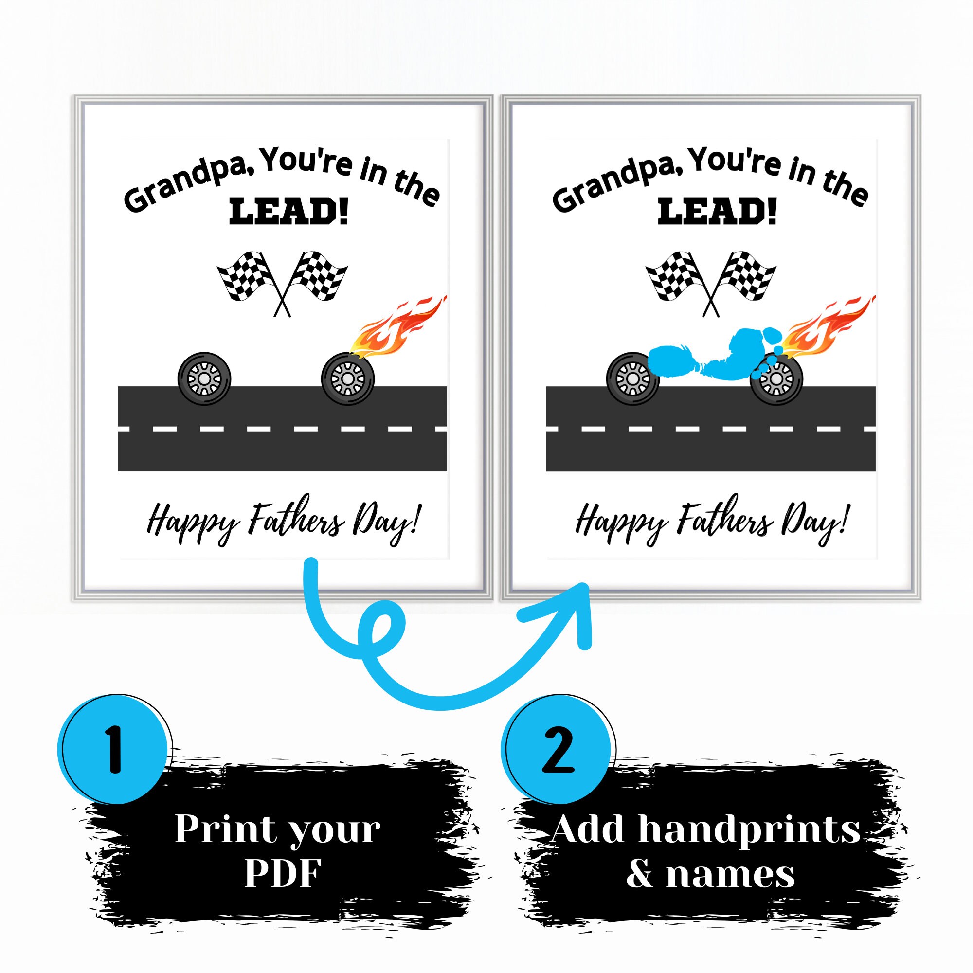 Grandpa Fathers Day Race Car Footprint Art: DIY Keepsake (PDF) - Etsy