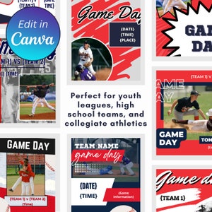Baseball Game Day Social Media Posts: Canva Template (digital Download ...