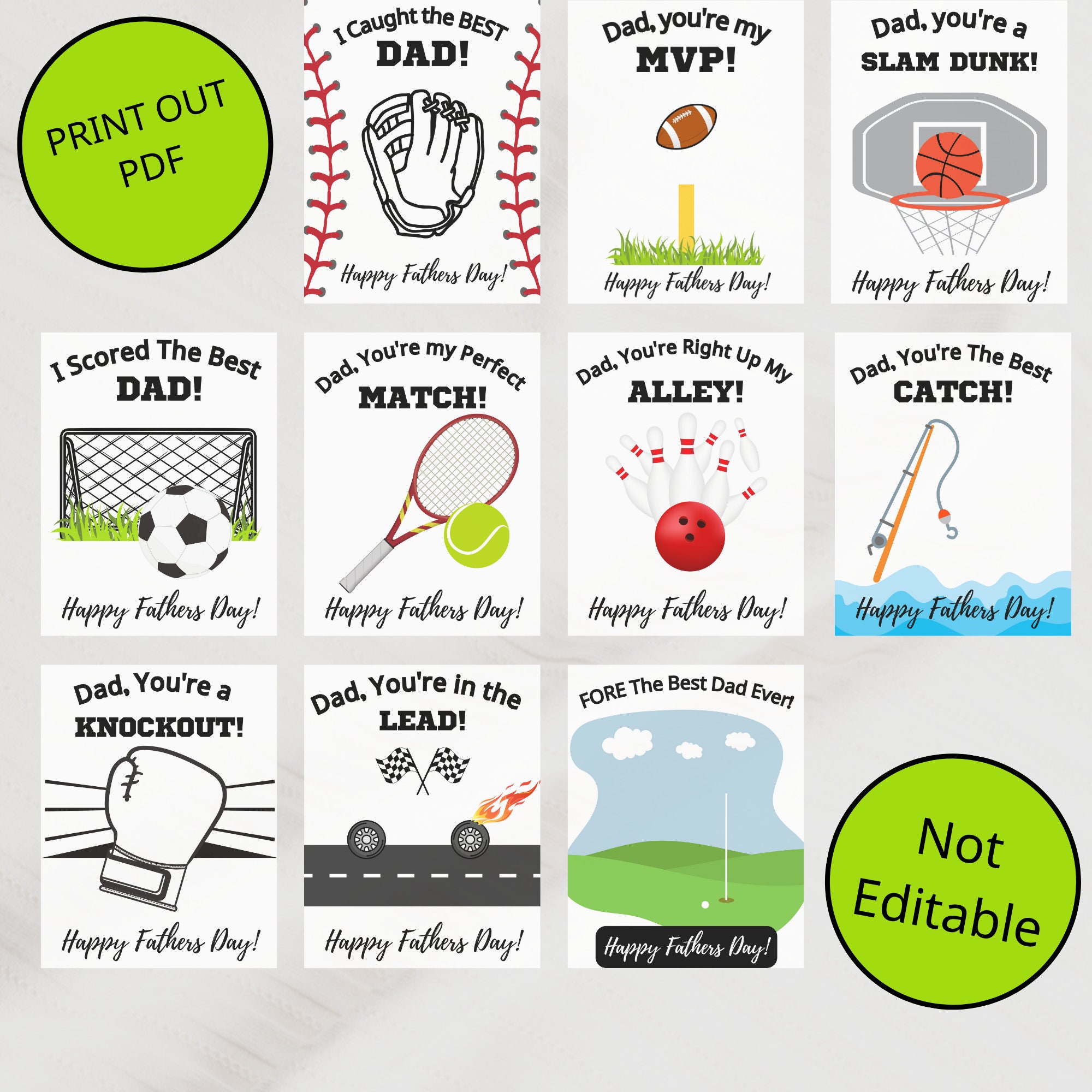 10 Fathers Day Sports Handprint/footprint Crafts, Instant Download PDF ...