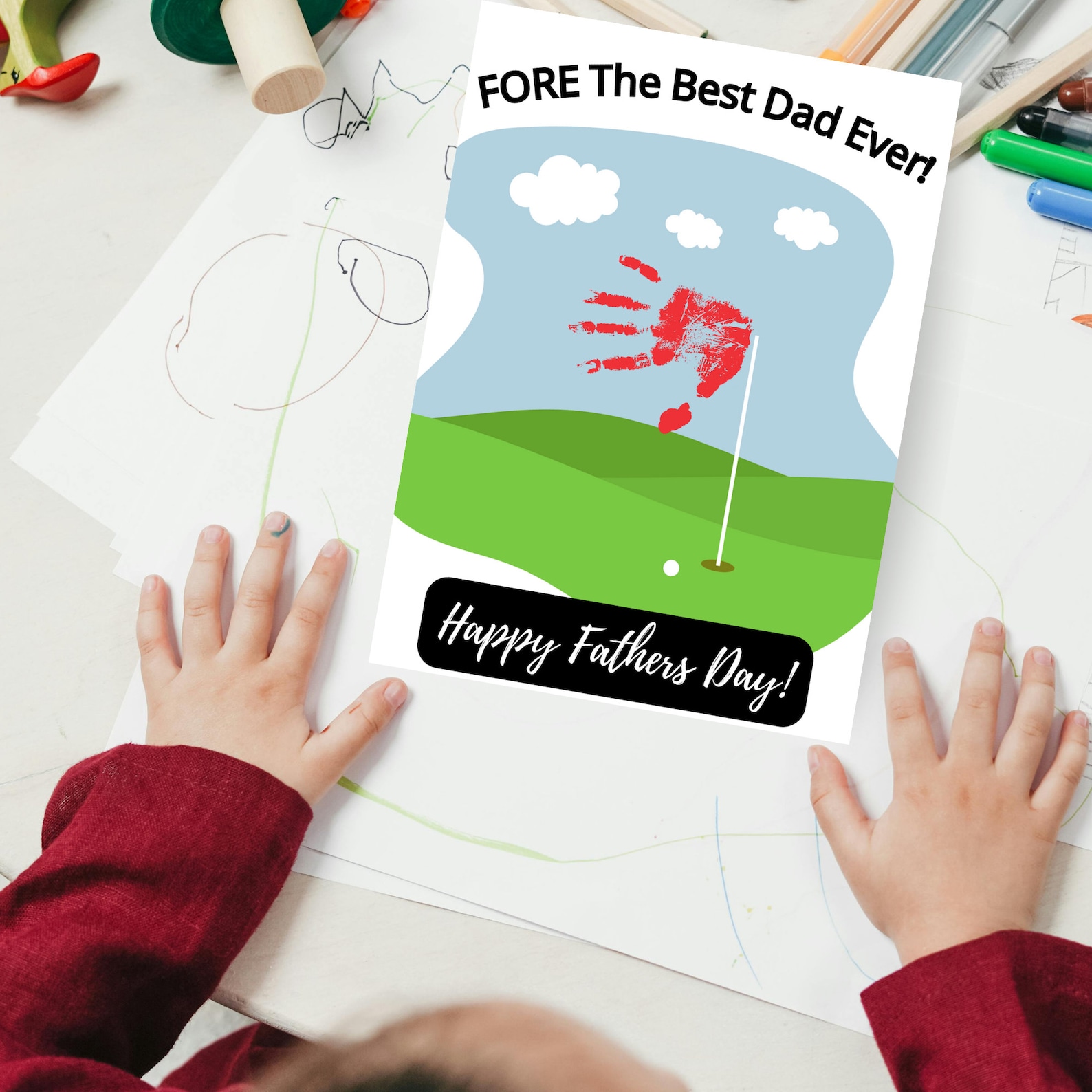 Fathers Day GOLF Handprint Craft, Instant Download PDF, 1st Fathers Day ...