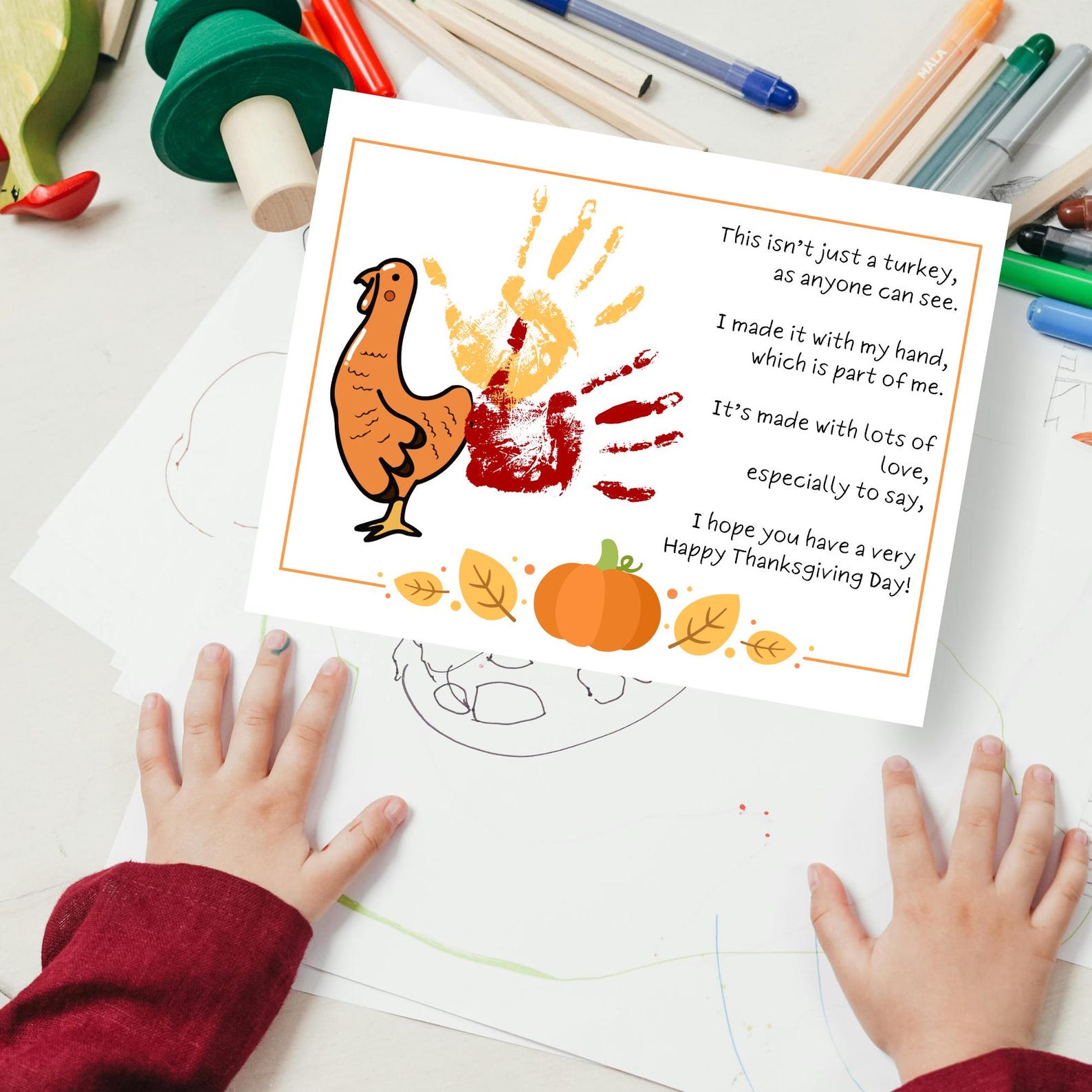 Thanksgiving Turkey Handprint Craft: DIY Keepsake Gift (instant ...