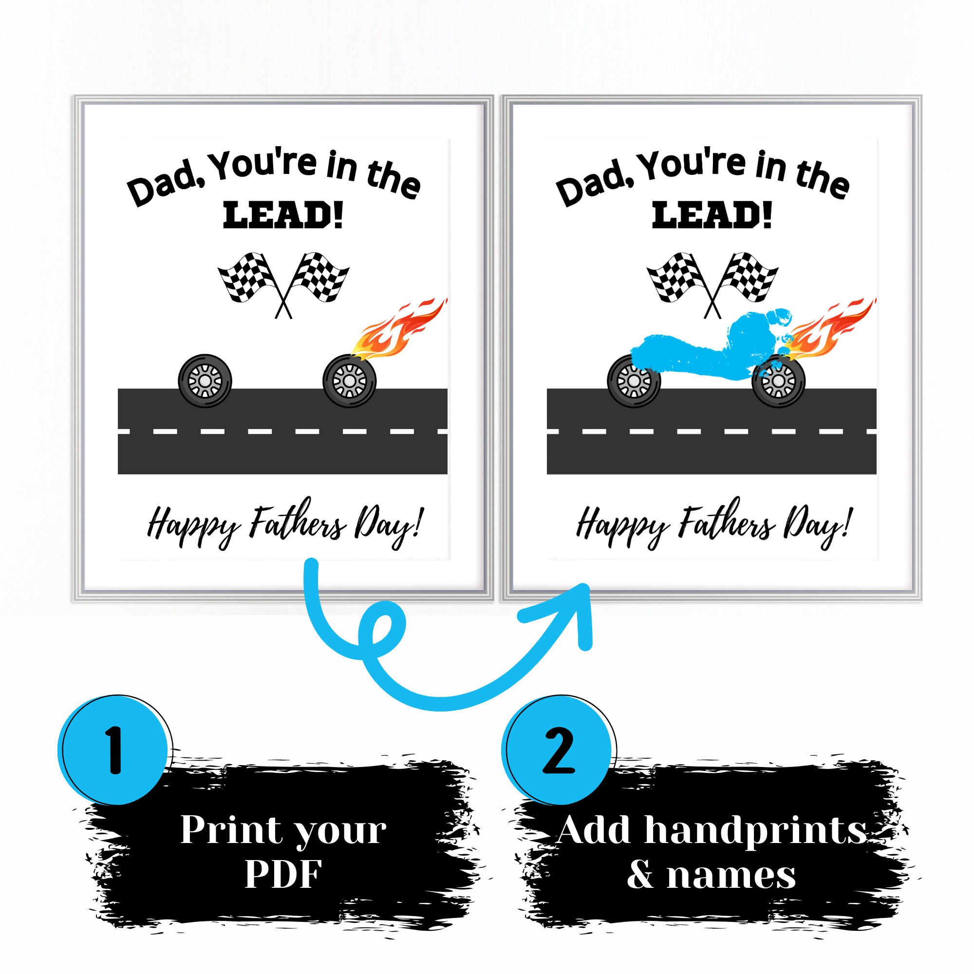 Race Car Footprint Art: Father's Day DIY Keepsake (instant Download PDF ...