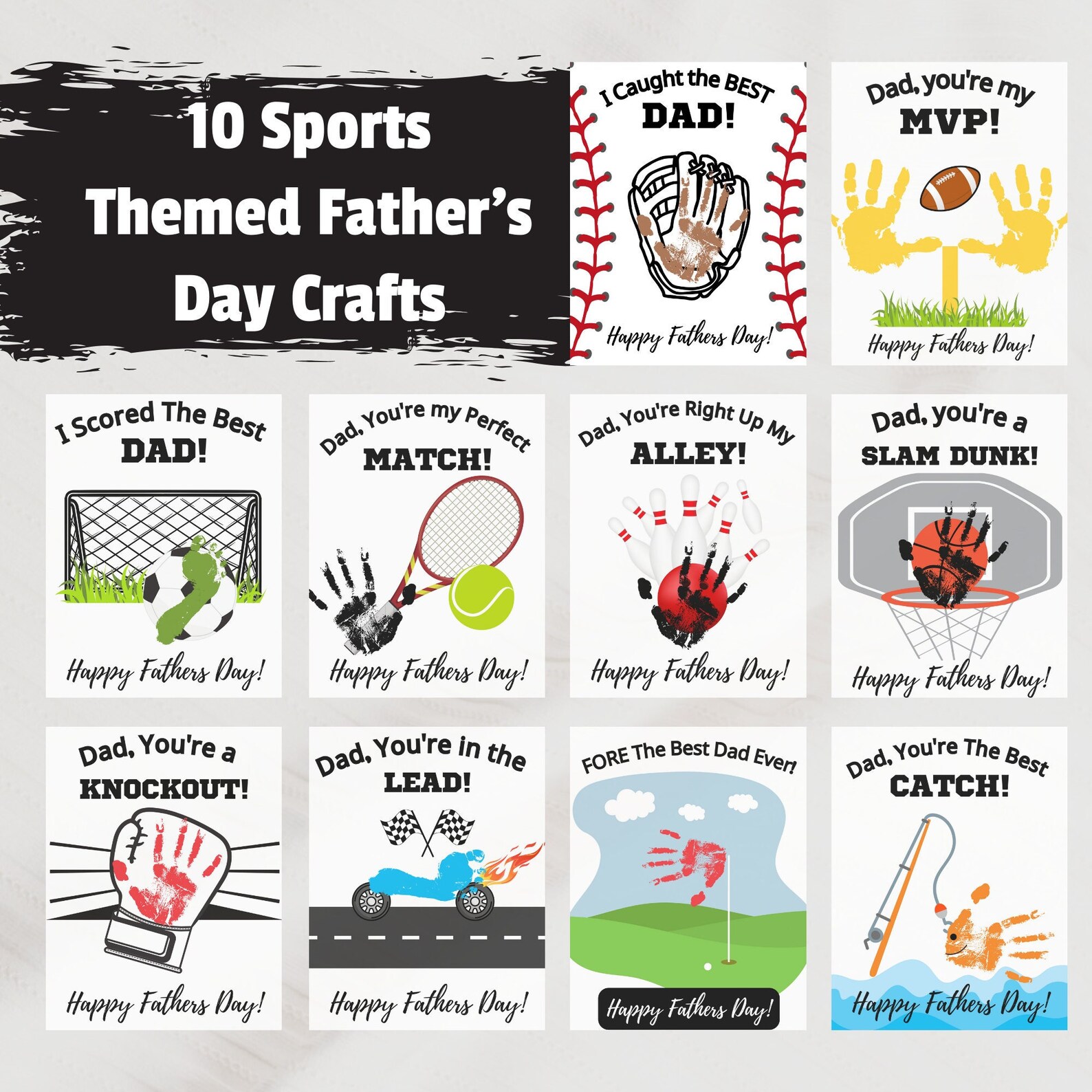 10 Fathers Day Sports Handprint/footprint Crafts, Instant Download PDF ...