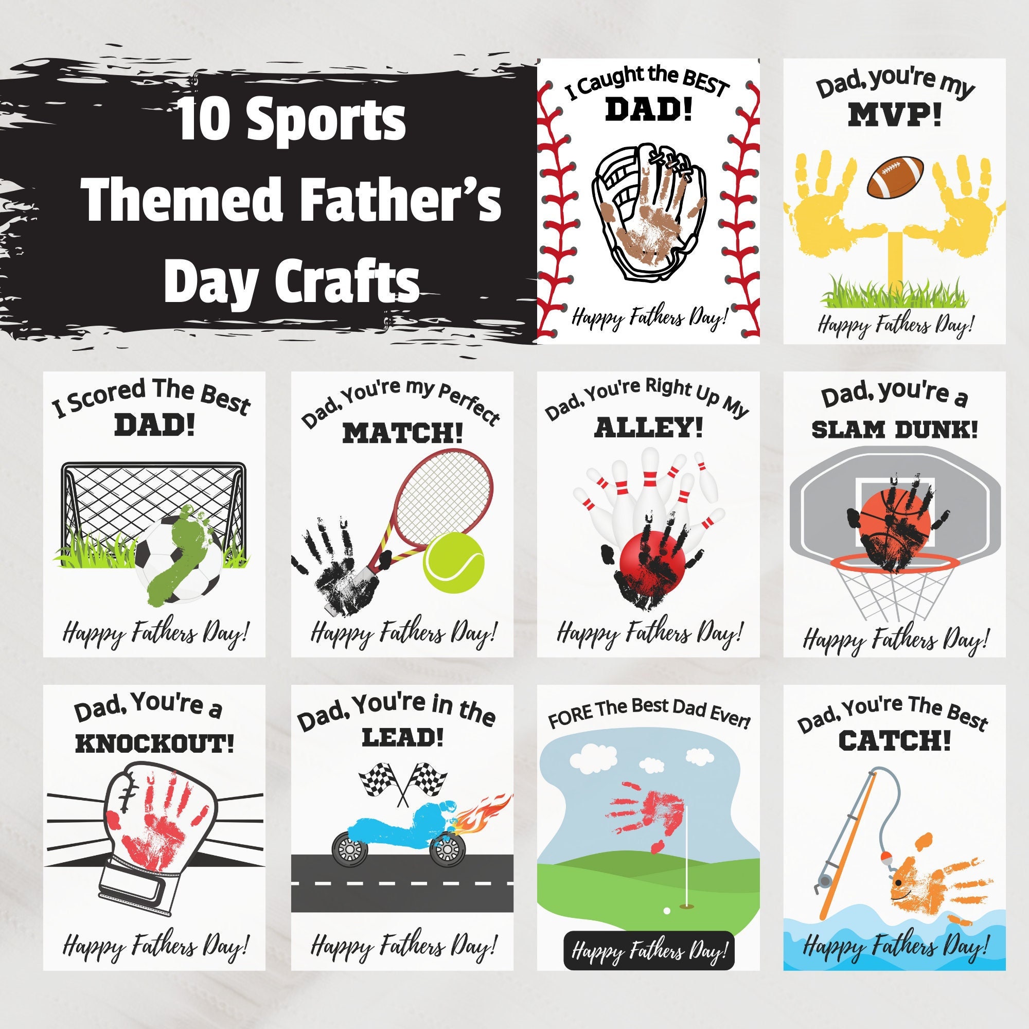 10 Fathers Day Sports Handprint/footprint Crafts, Instant Download PDF ...