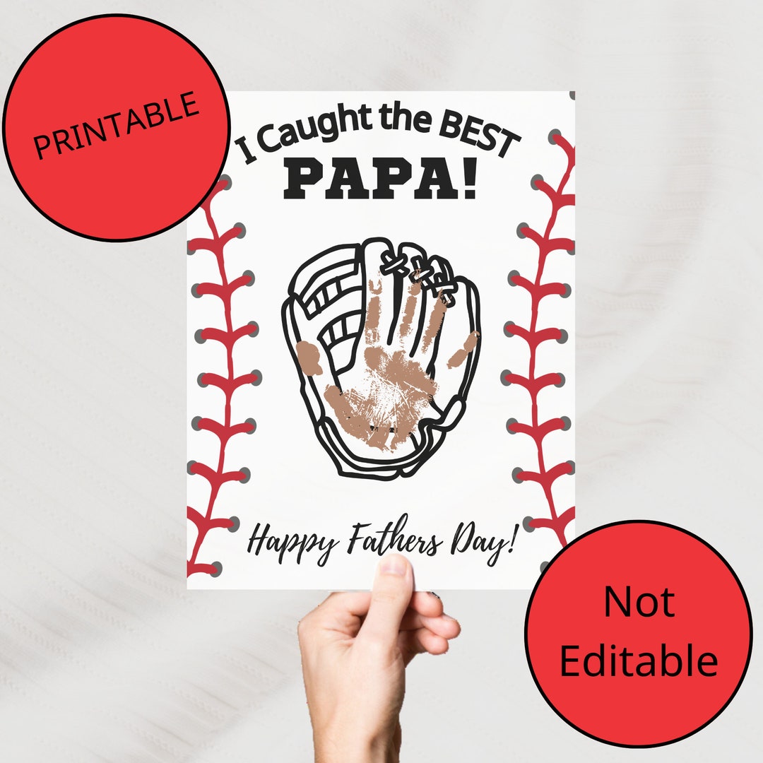 PAPA Fathers Day Baseball Handprint Craft, Instant Download PDF ...