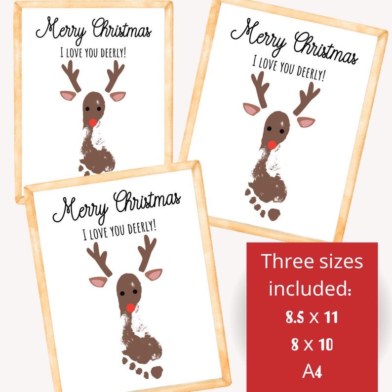 Reindeer Footprint Craft, Christmas Art Template, Printable Christmas ...