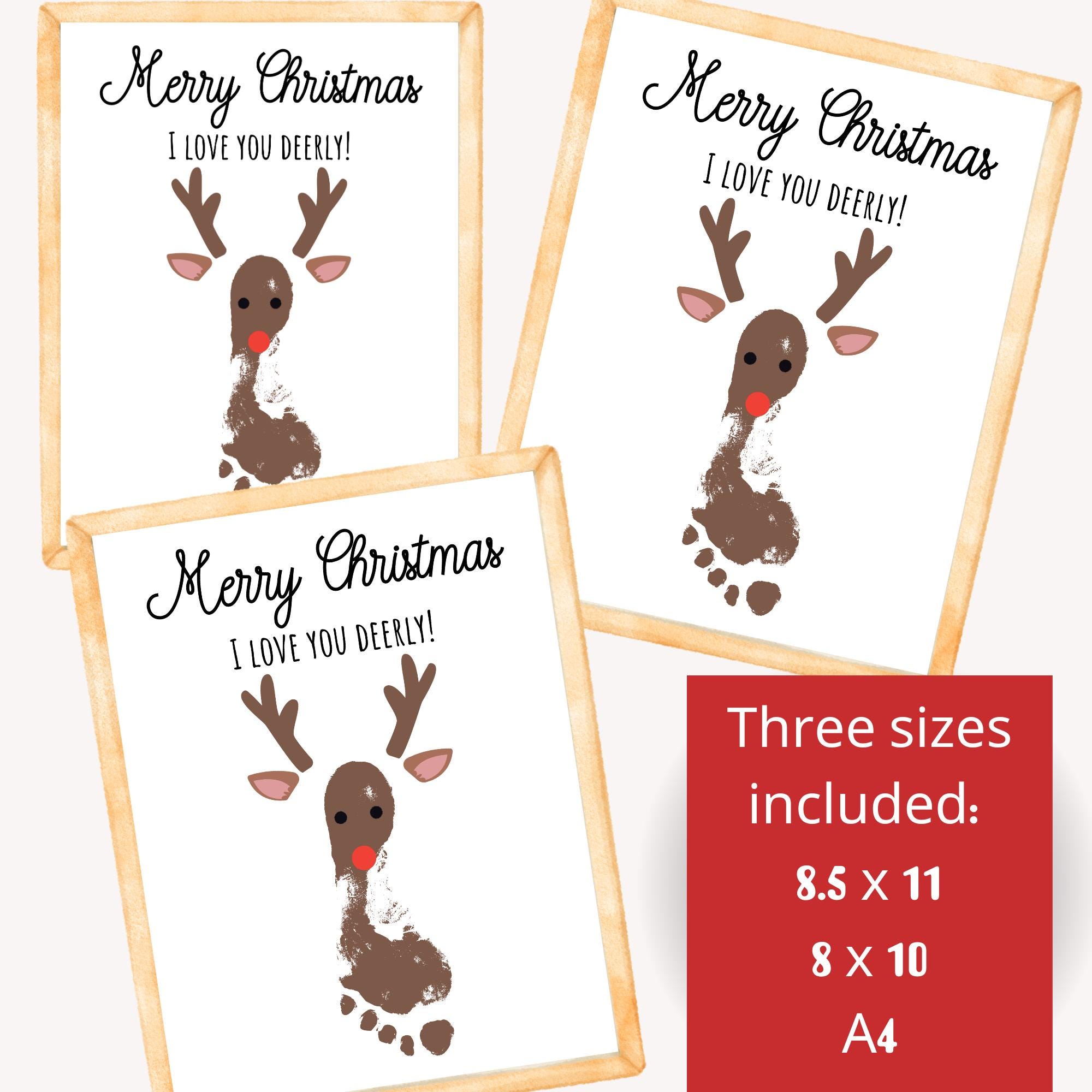 Reindeer Footprint Craft, Christmas Art Template, Printable Christmas ...