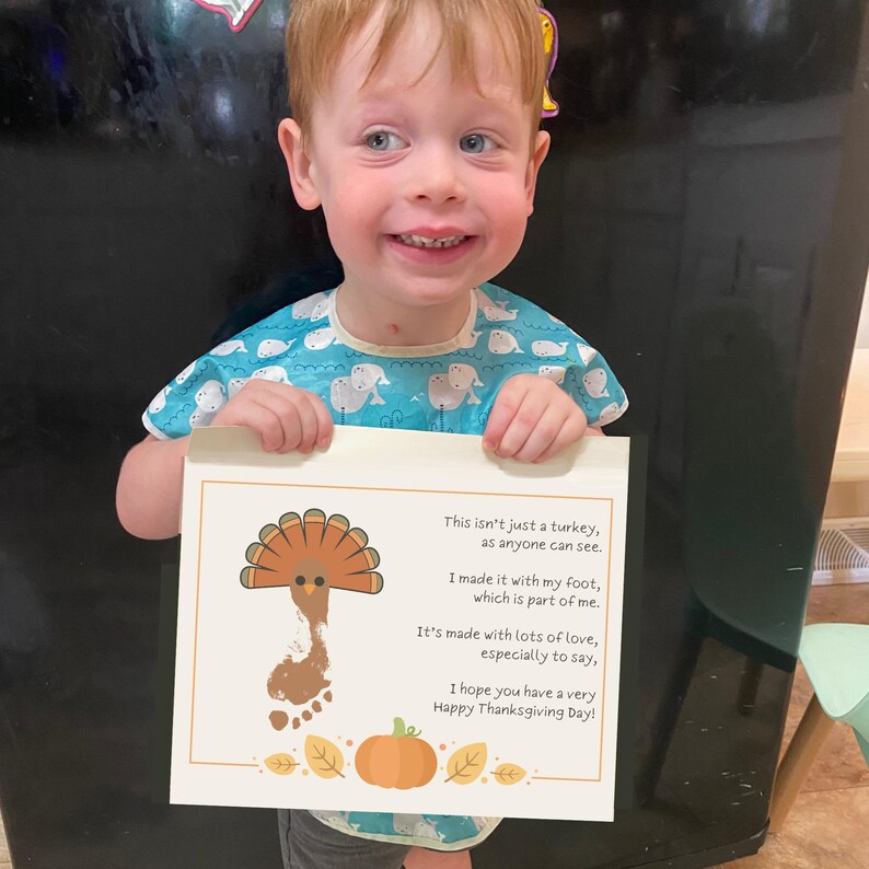 Turkey Thanksgiving Footprint Craft, DIY Gift, Toddler Craft, Daycare ...