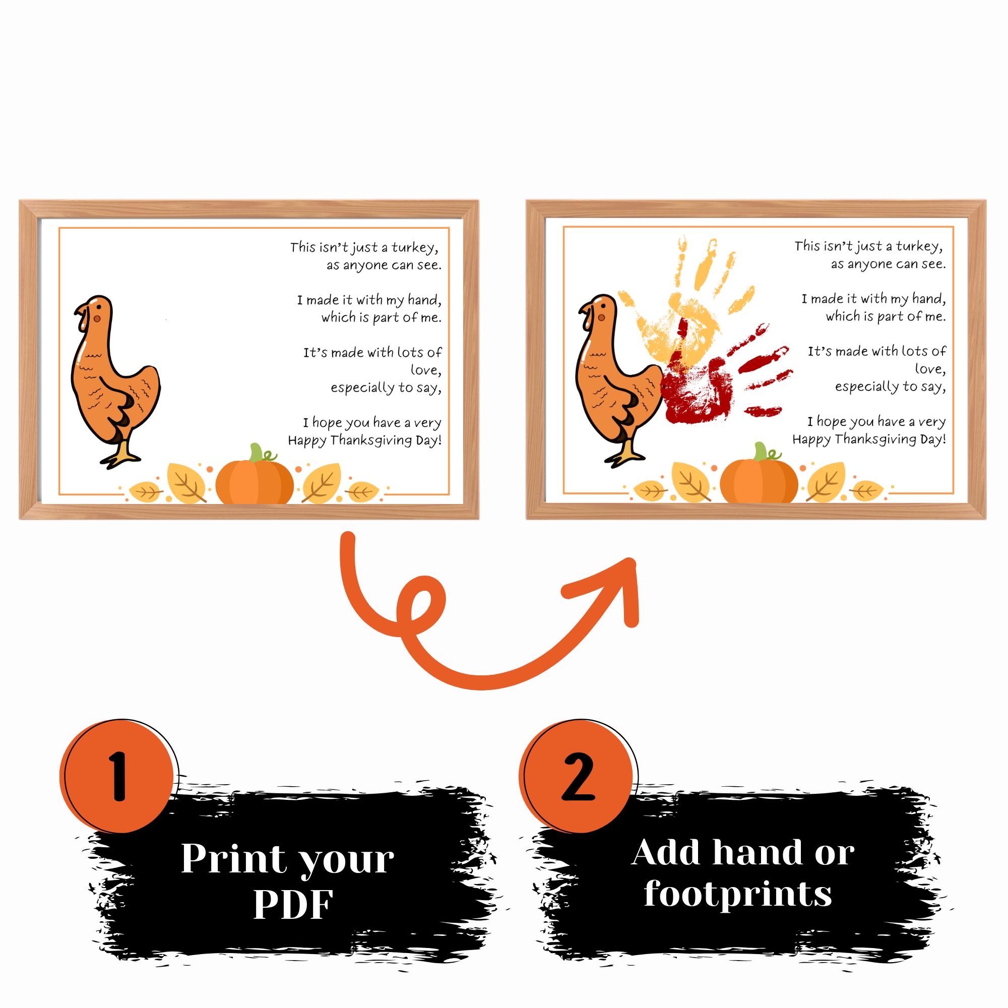 Thanksgiving Turkey Handprint Craft: DIY Keepsake Gift (instant ...