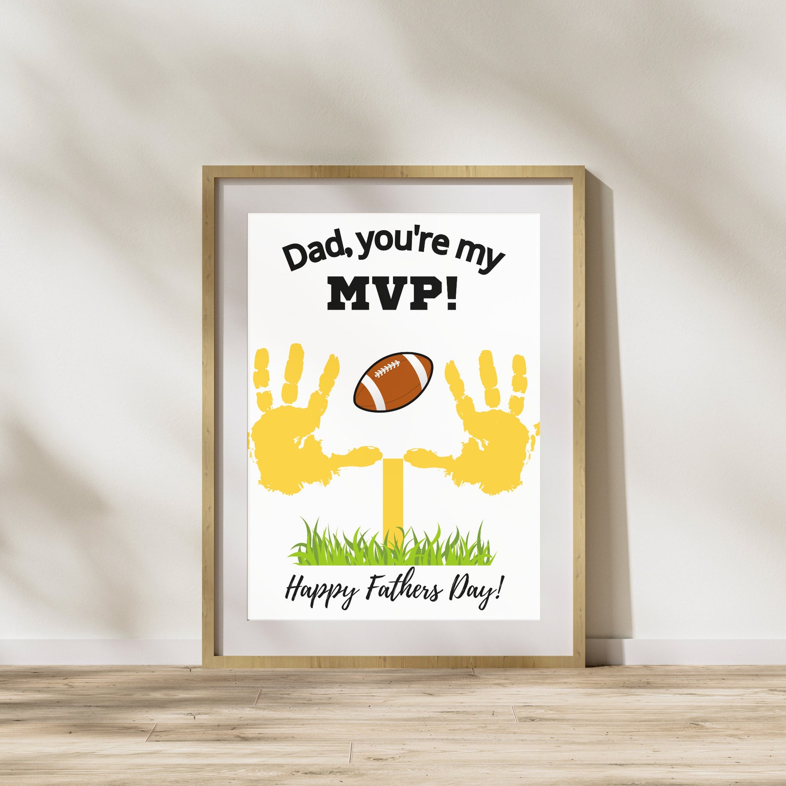 Fathers Day FOOTBALL Handprint Craft, Instant Download PDF, 1st Fathers ...