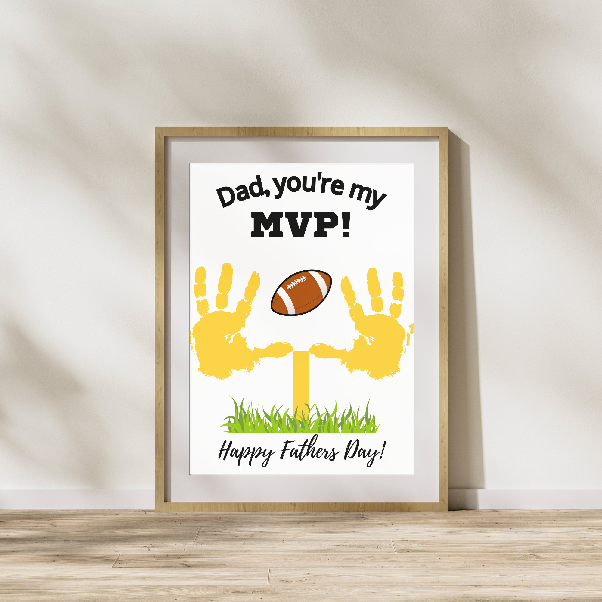 Fathers Day FOOTBALL Handprint Craft, Instant Download PDF, 1st Fathers ...