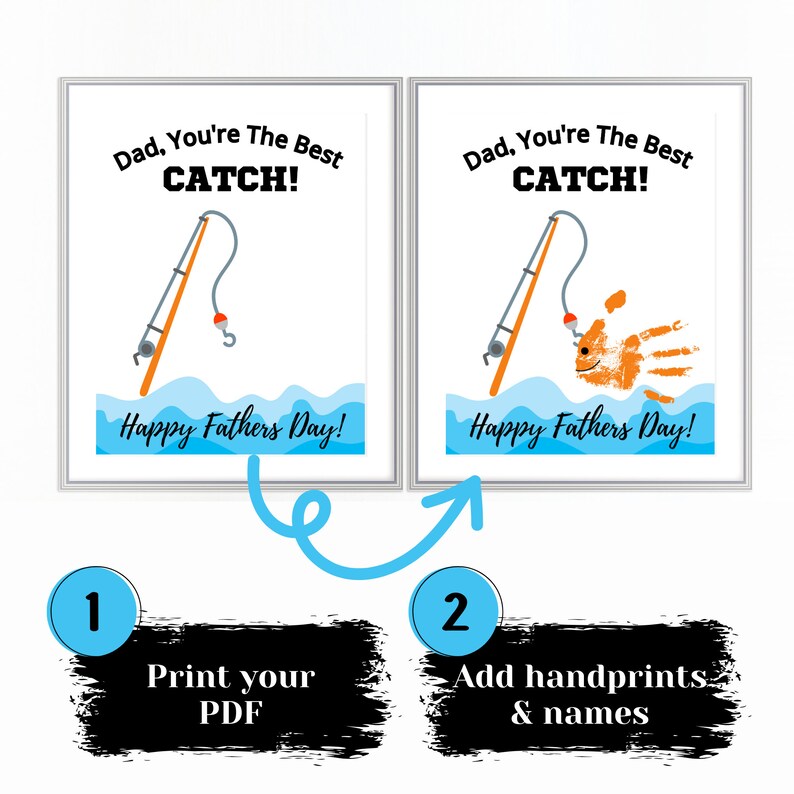 Fathers Day FISHING Handprint Craft, Instant Download PDF, 1st Fathers ...