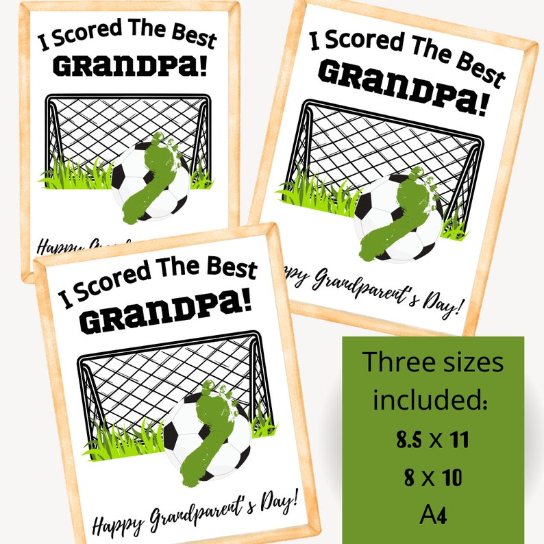 Grandpa Soccer Footprint Craft Grandparents Day Gift Instant Download