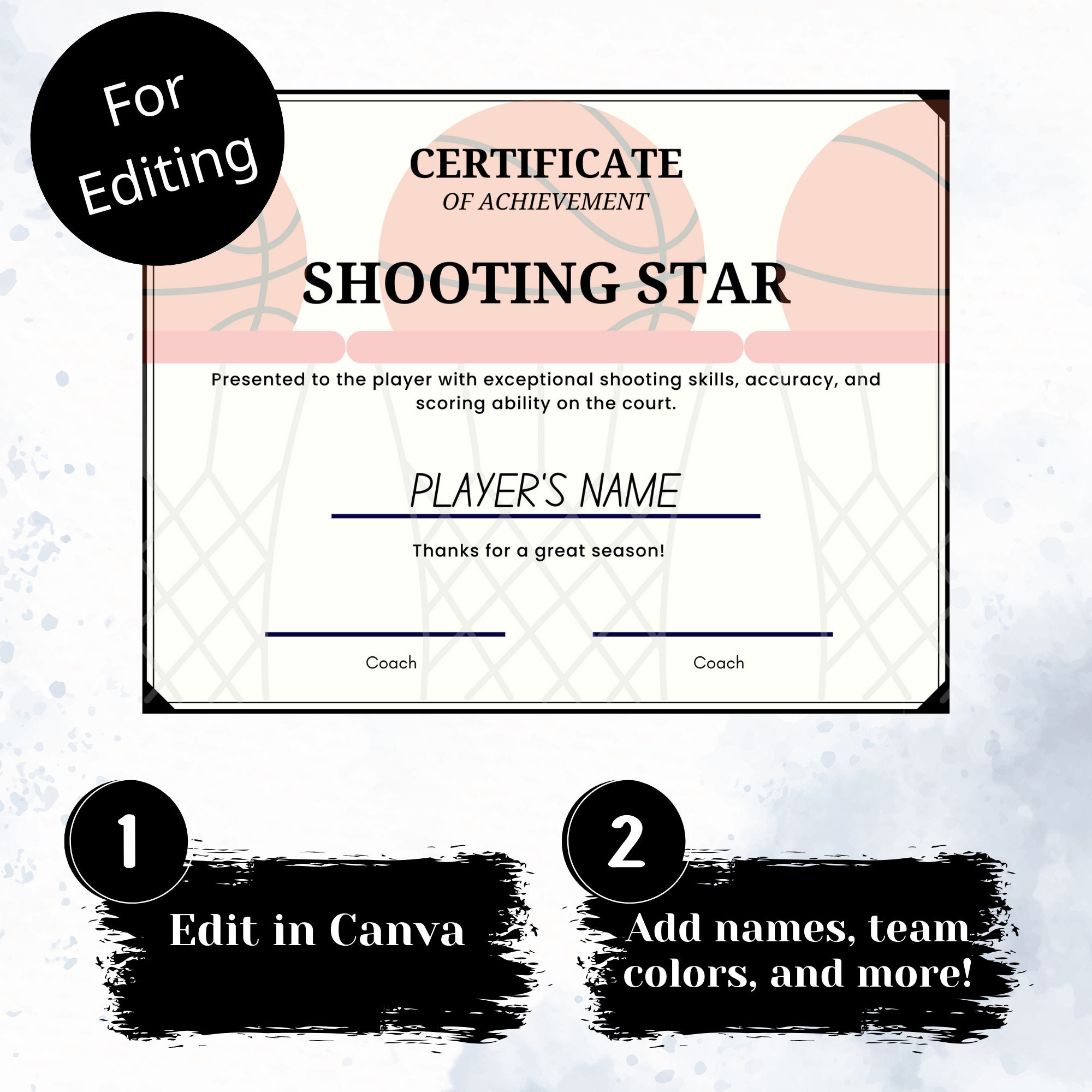 15 Editable BASKETBALL Certificates, Canva Template, Sports Certificate ...