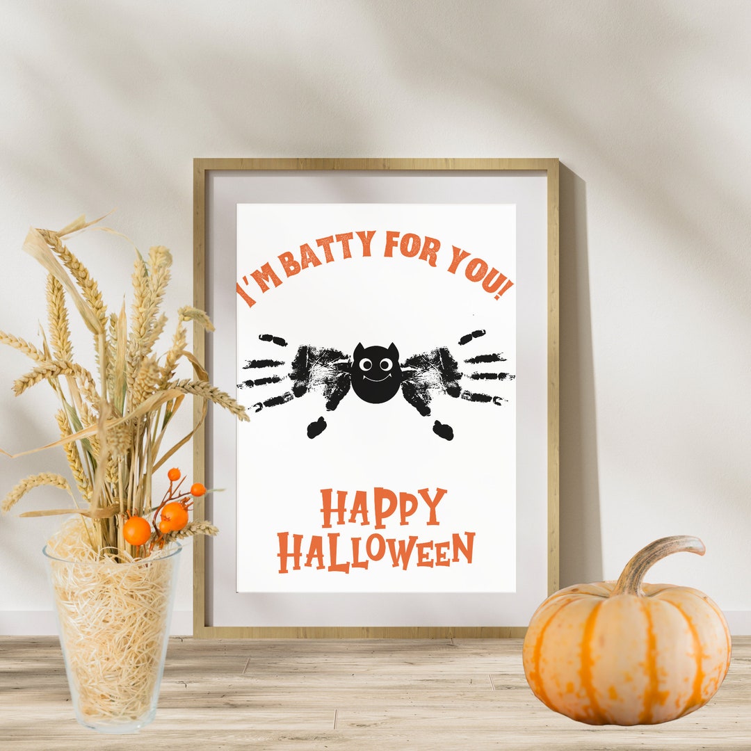 Halloween Bat Handprint Craft: 'i'm Batty for You' DIY Gift (PDF) - Etsy