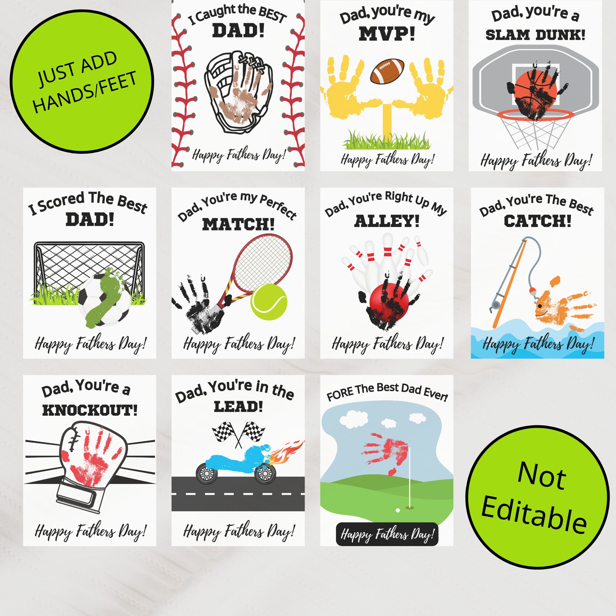 10 Fathers Day Sports Handprint/footprint Crafts, Instant Download PDF ...