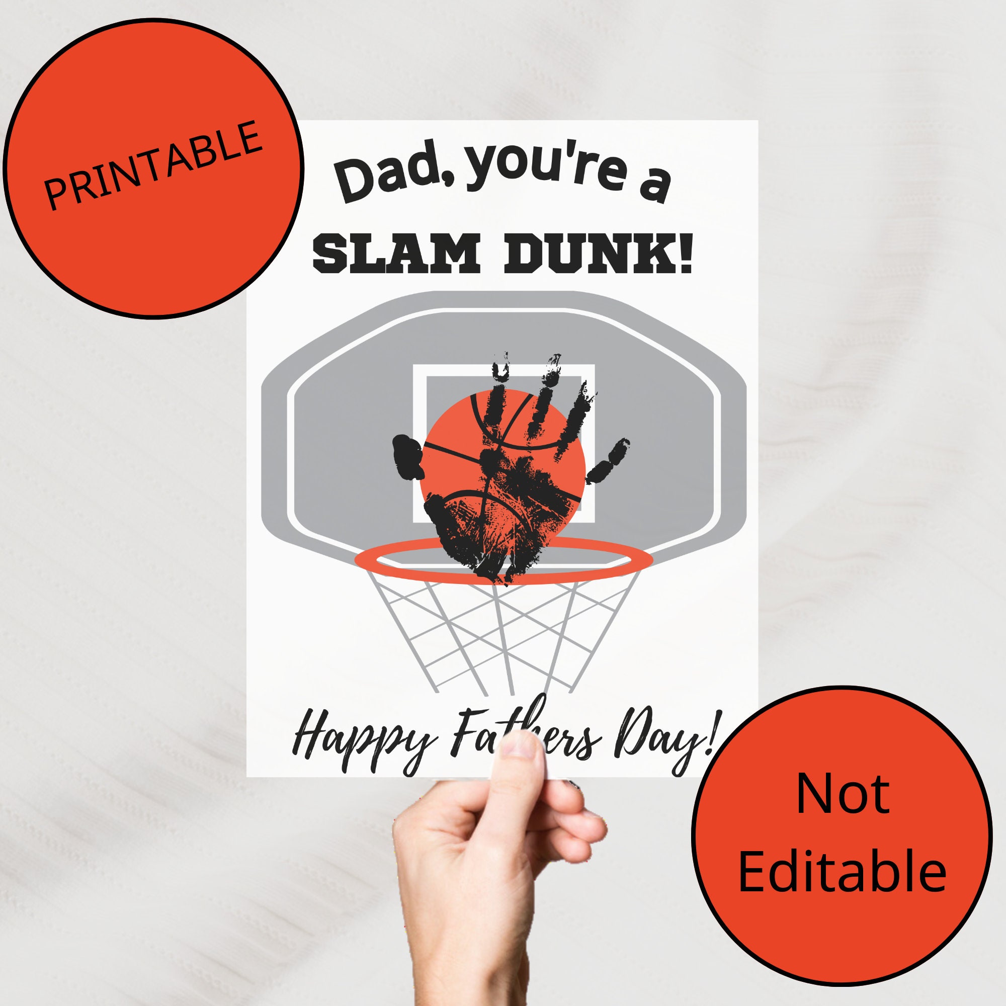 Fathers Day Basketball Handprint Craft: DIY Keepsake Gift (instant ...